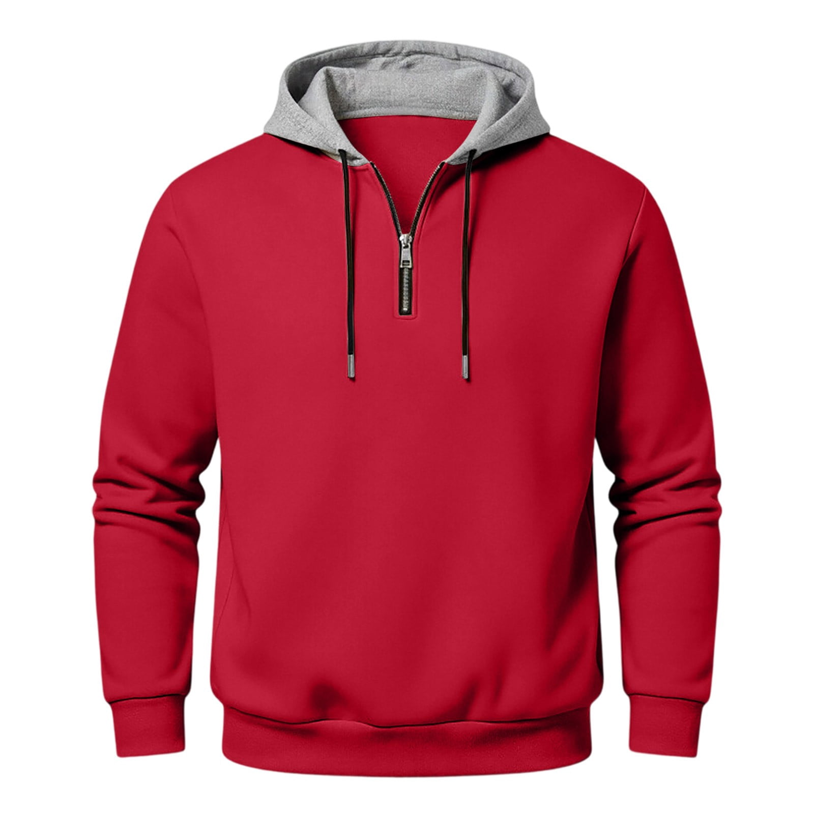 Bpyeka Men's Casual Long Sleeve Sweatshirt, Color Block Half-Zip Hooded ...