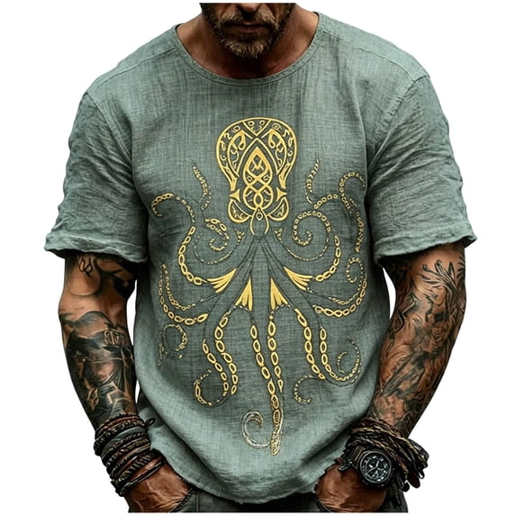 Bpyeka Men's Casual Vintage Style Summer T-Shirt, with Stylish Pattern ...