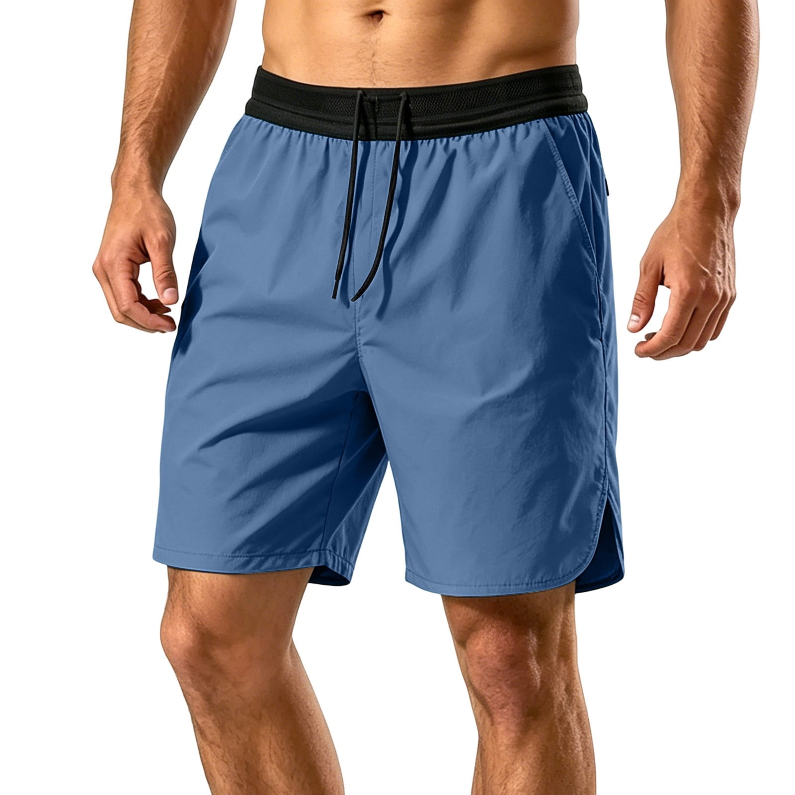 Bpyeka Men's Contrast Waistband Quick Dry Athletic Shorts, Stretch ...
