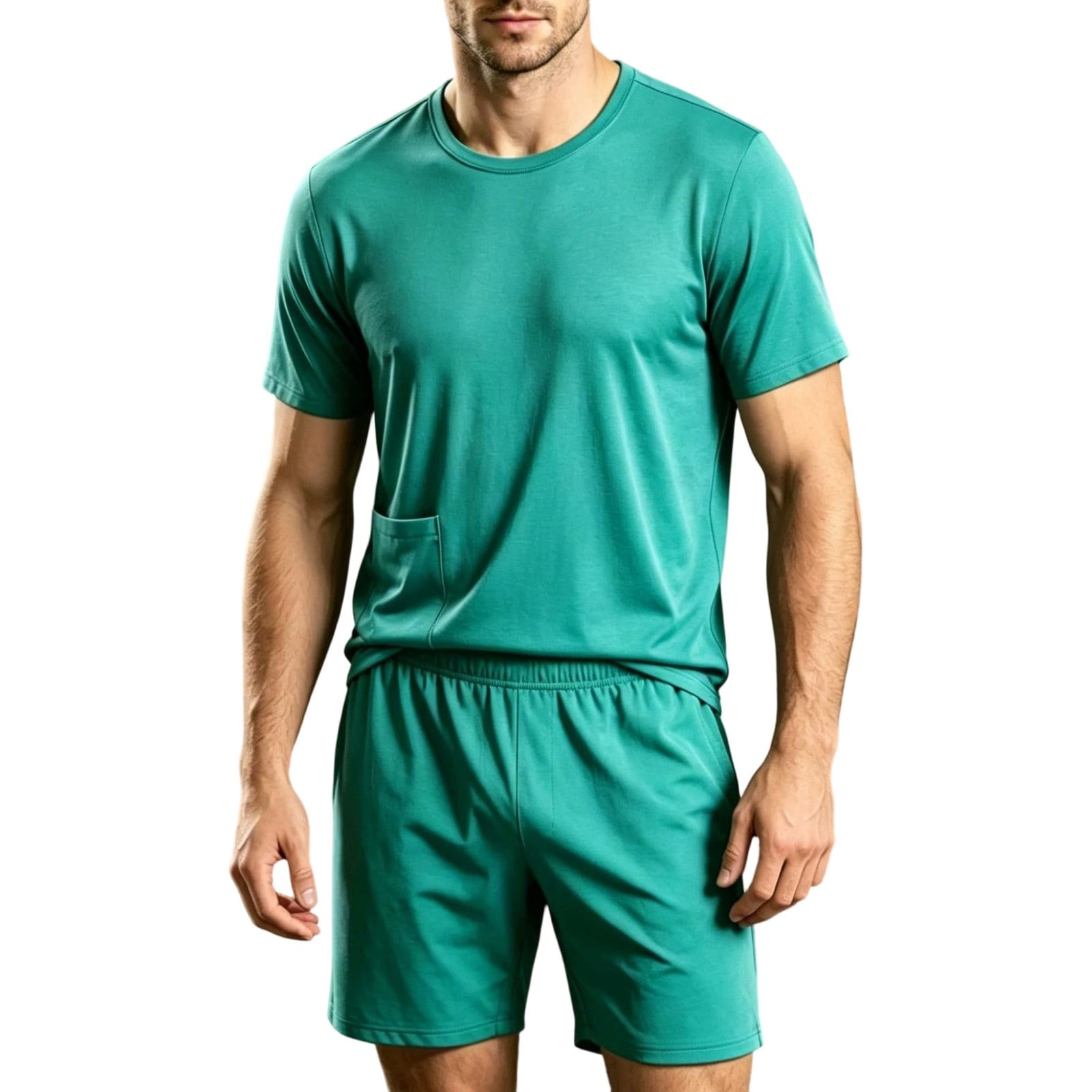 Bpyeka Men's Crew Neck Loungewear Matching Set, Short Sleeve Tee With ...