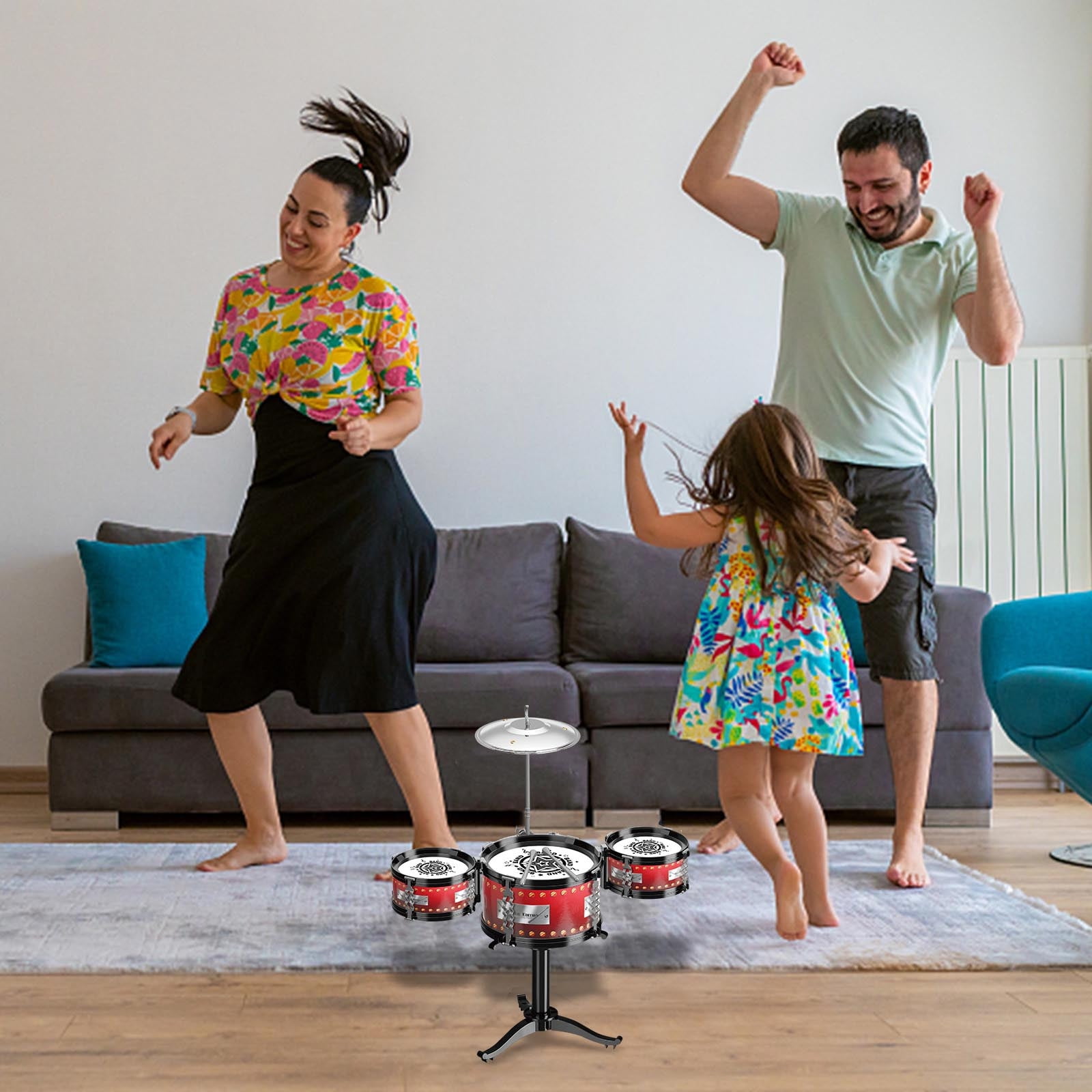 Bpyeka Toddler Drum Kit Kids Toys Jazz Drum Set 5 Drums With Stools ...