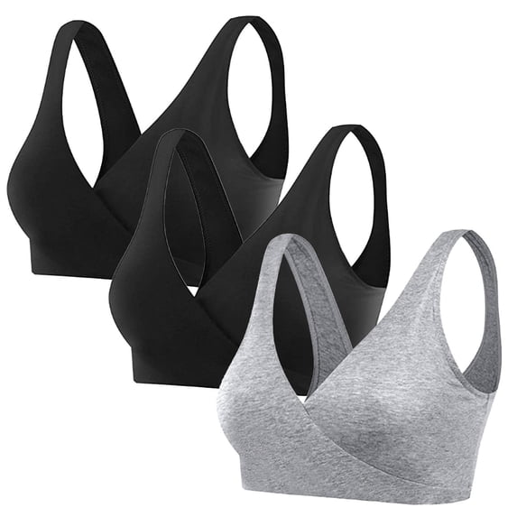Bra 3-Pack French Style Cross Front Nursing Bras with Inner Lining ...
