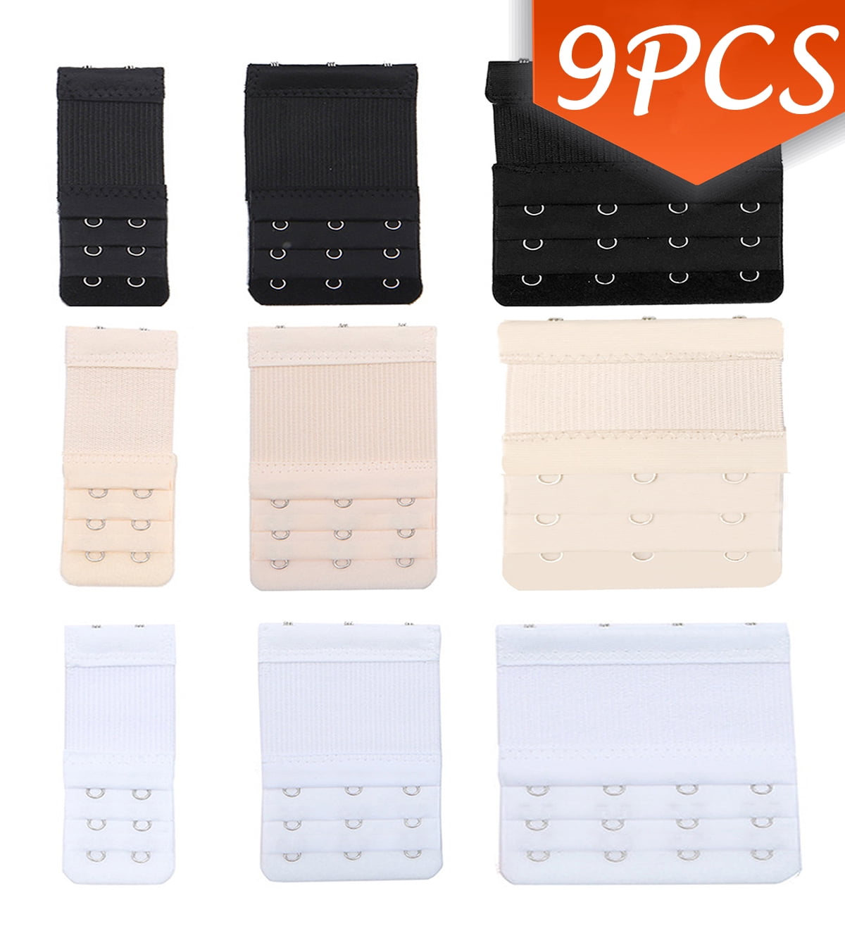 Walmart 9Pcs Bra Extender Set - 2/3/4 Hooks, Nylon Elastic Back Band ...