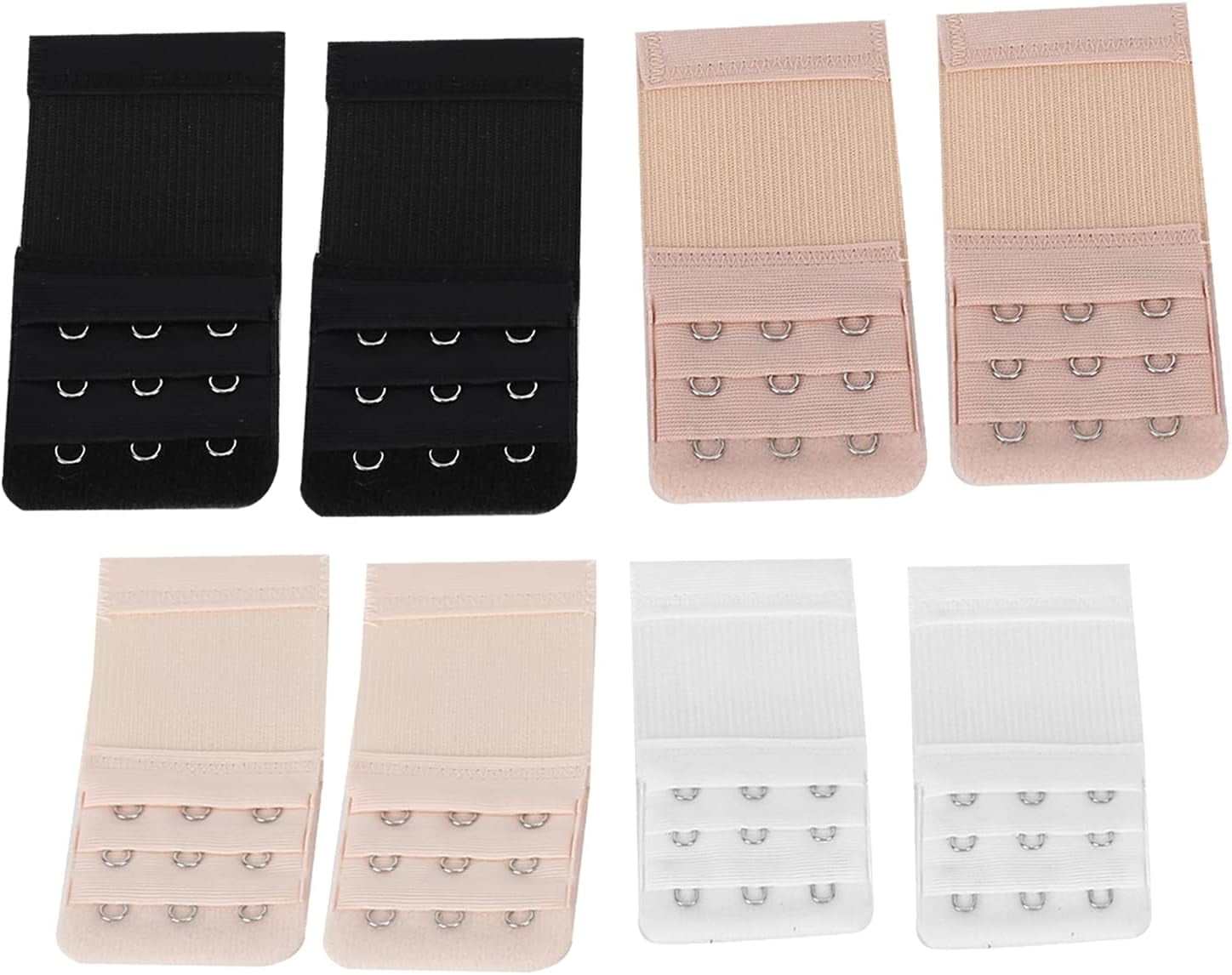 Bra Extenders 3 Hooks 3 Rows, 8Pcs Elastic Bra Band Hook Bra Extensions ...