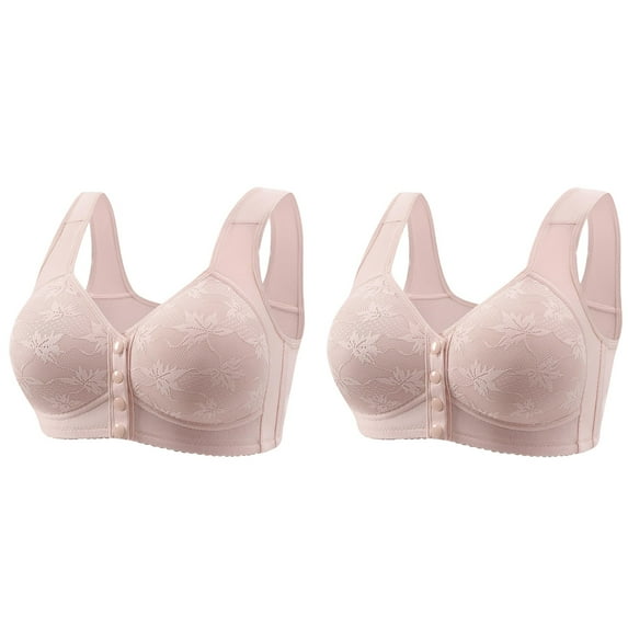 Bra Front Closure for Women, Audhol Women's Front Closure Bras 2 Pack ...