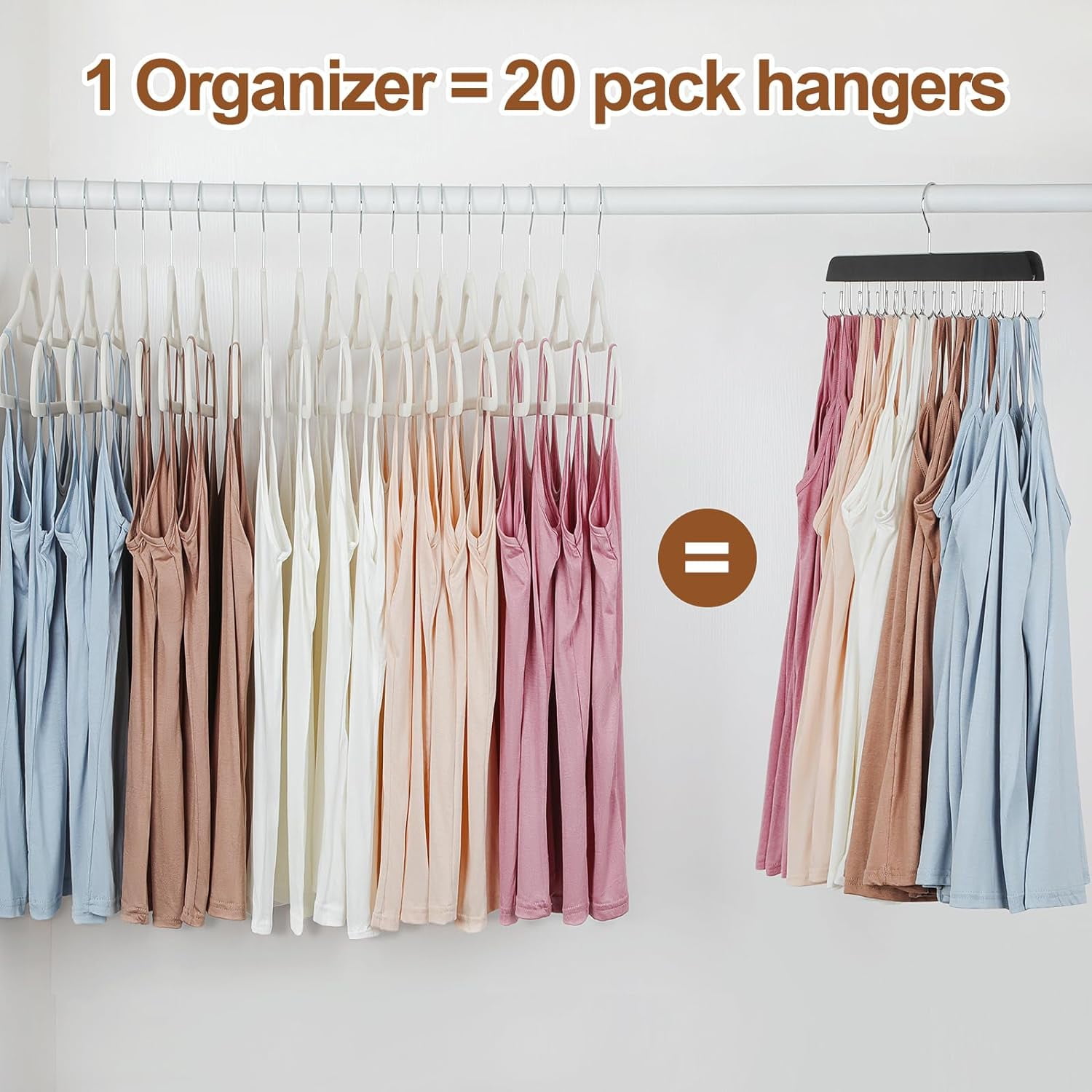 Bra Hanger for Closet, Tank Top Hangers 20 Hooks Capacity Foldable Wood ...