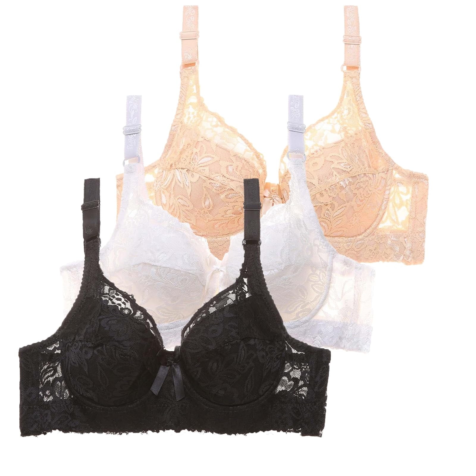 Bra Loose Fit Pack Of 3 Women Bras Underwire Push Up Bra Set Women's ...