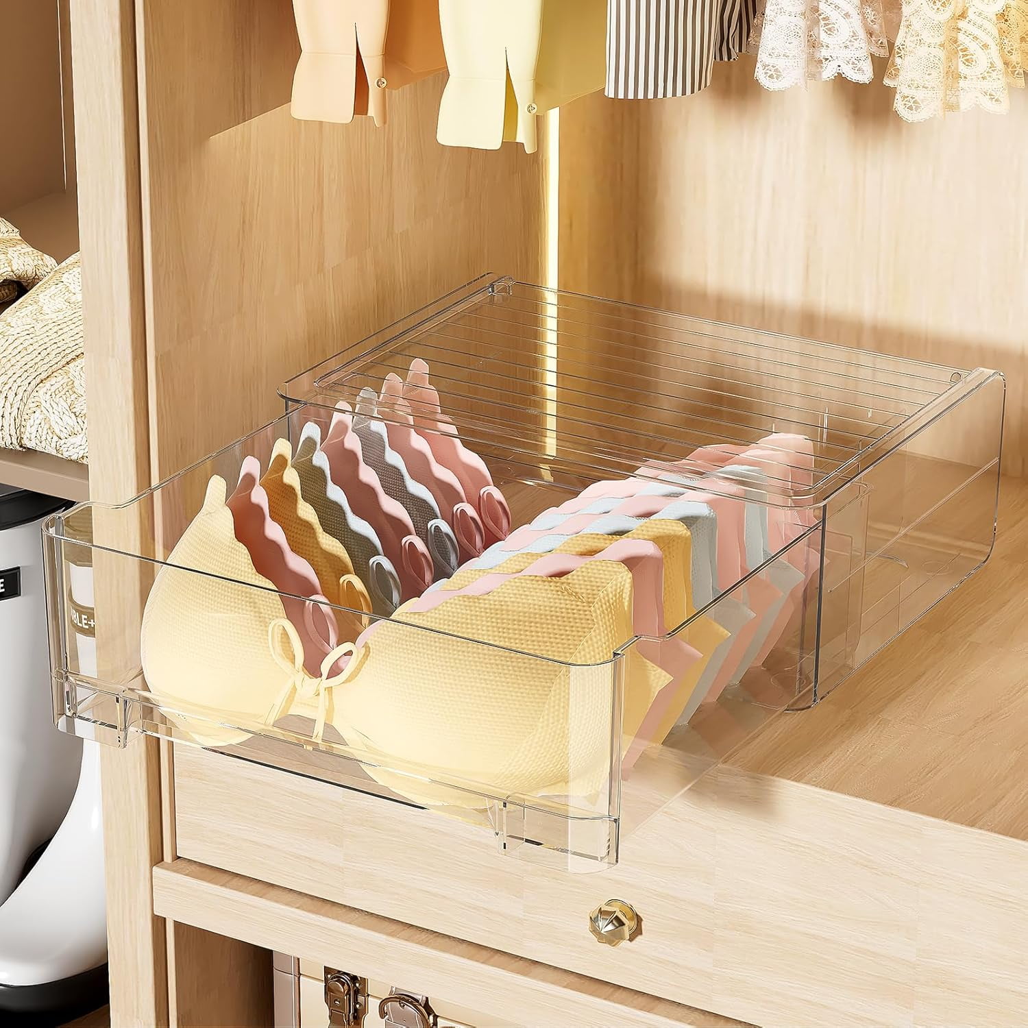 Bra Organizer for Closet, Bra Drawer Organizer, Clear Plastic Bra ...