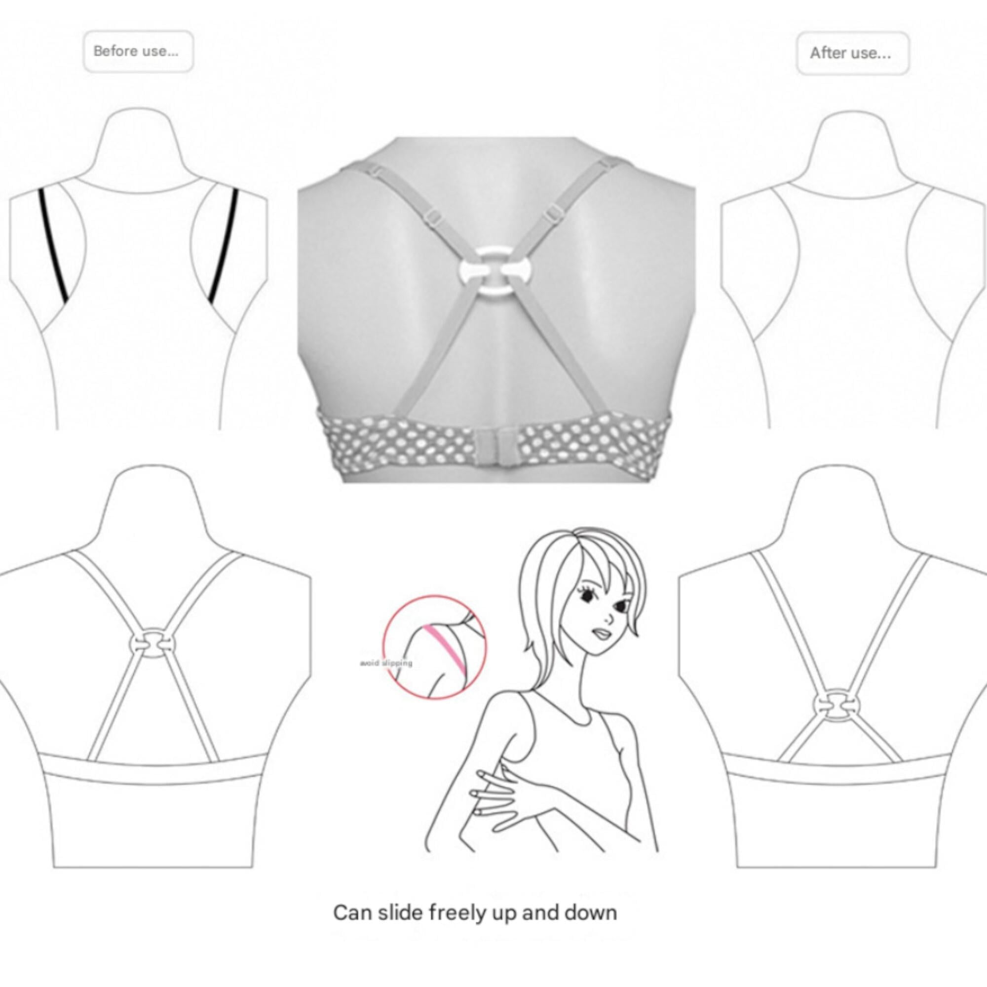 Bra Strap Clip Non Slip H Shape Cleavage Control Holder Multiple Colors ...