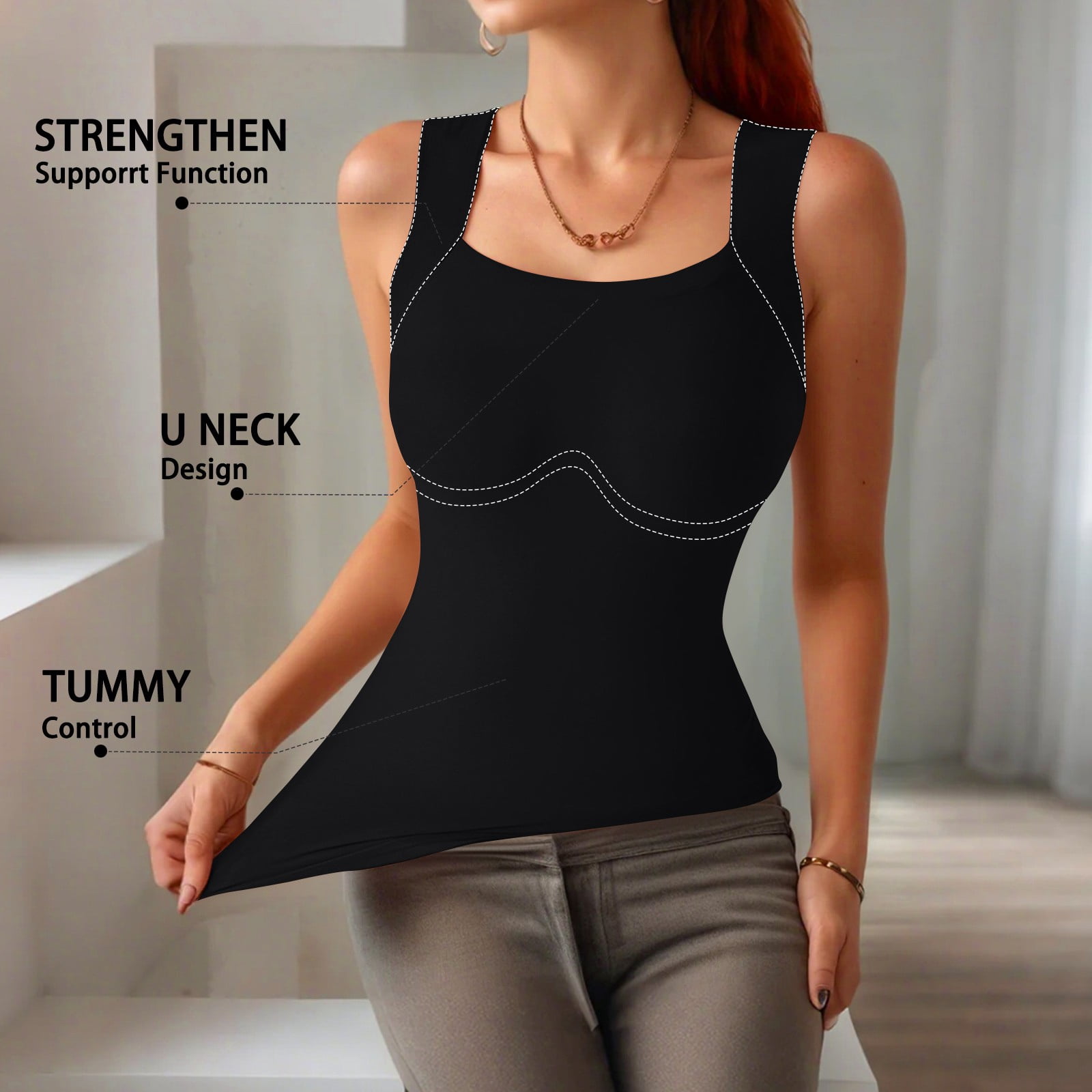 Bra Tank Tops for Women High Neck High-Support Camisole Soft Sports ...