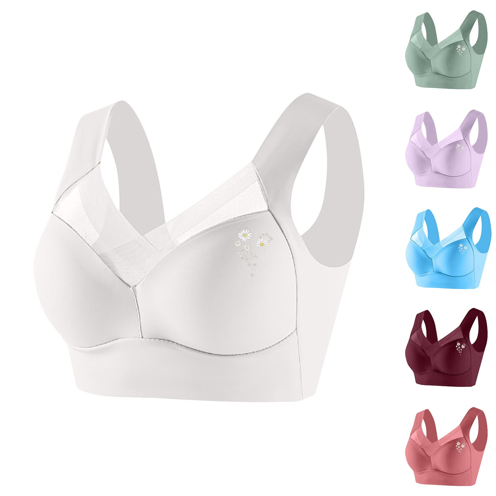 Bra for Women No Underwire Push Up Full Coverage Lightweight Lace Sexy Plus Size Solid Color ...