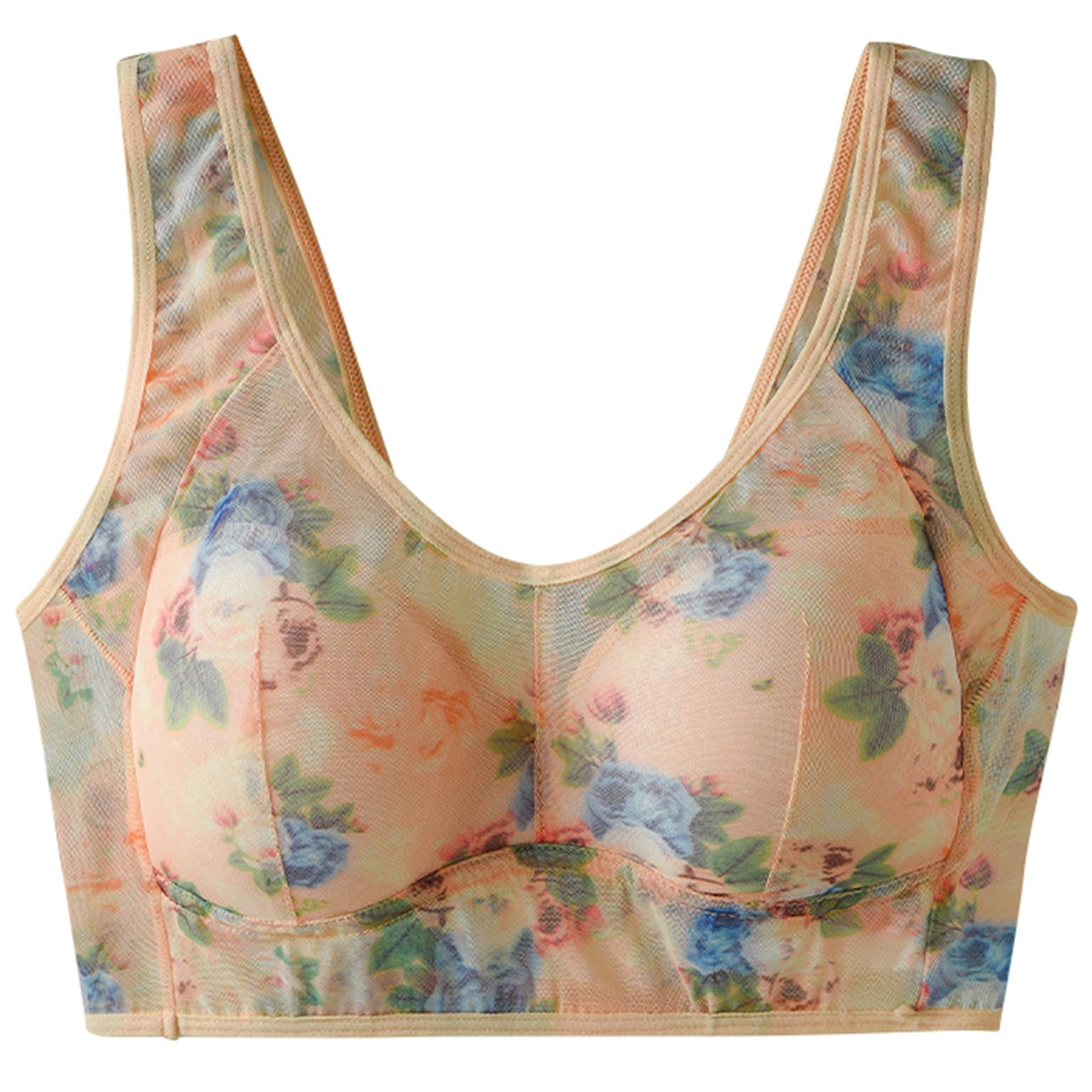 Bra Women’s Thin Undergarment Mesh Printed Vest Style Unbuttoned Back ...