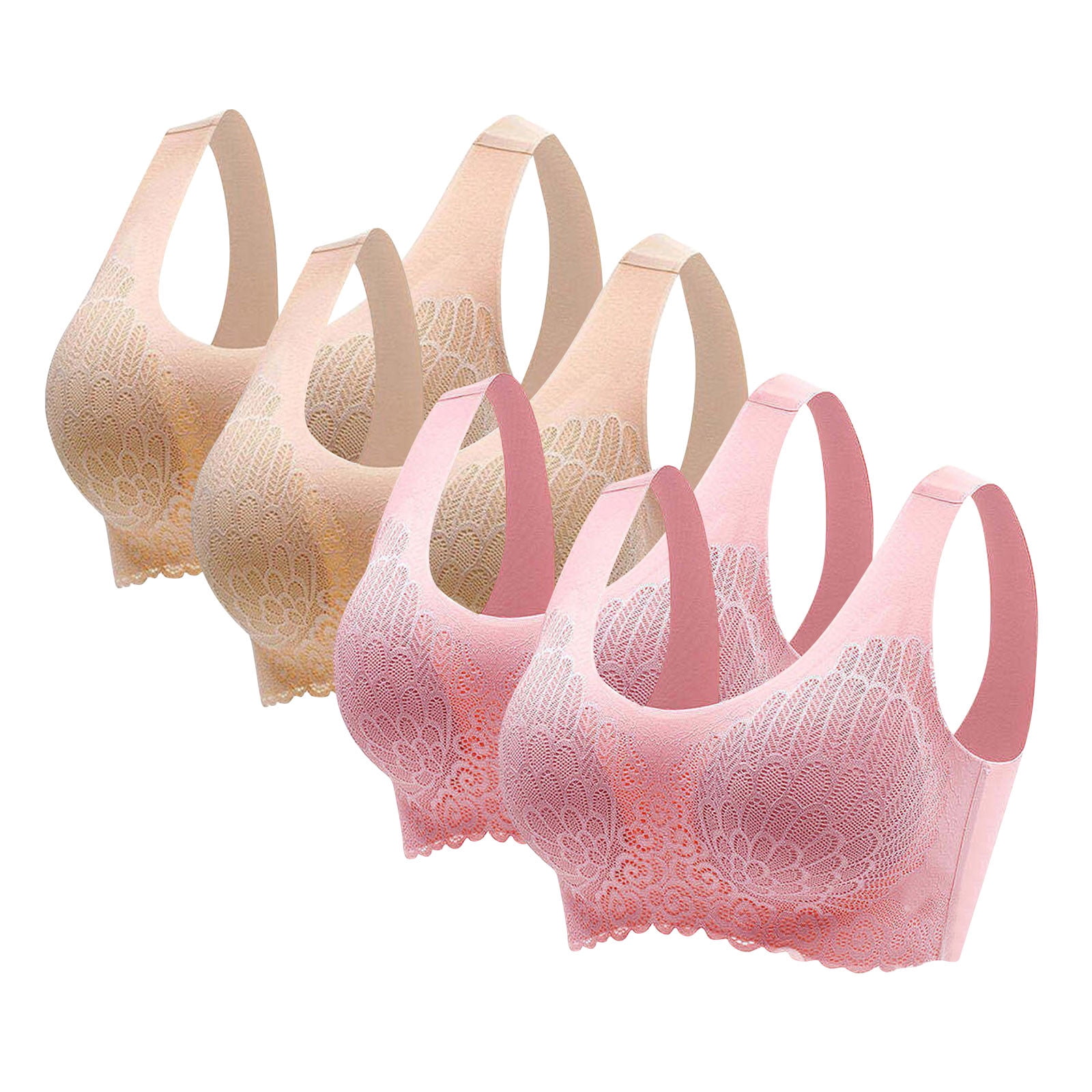 Bra Yoga Workout Cropped Tops 4 Pack Lace Bralettes for Women Padded ...
