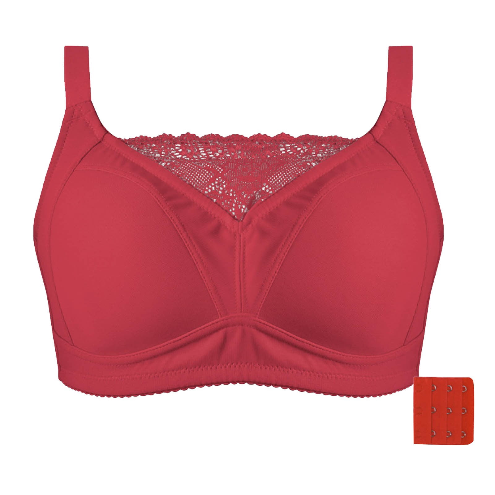 Bra セamless Comfort Wireless Support with Lace Trim and Side Pockets ...