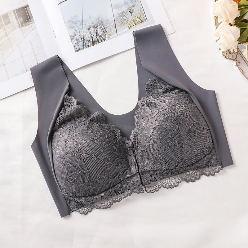 Bra for Older Women Front Closure Shaping Seamless Wirefree Lace Women ...