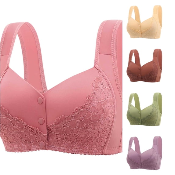 Bra for Women Front-Closure Lace Edge Seamless Wireless Support Sleep ...
