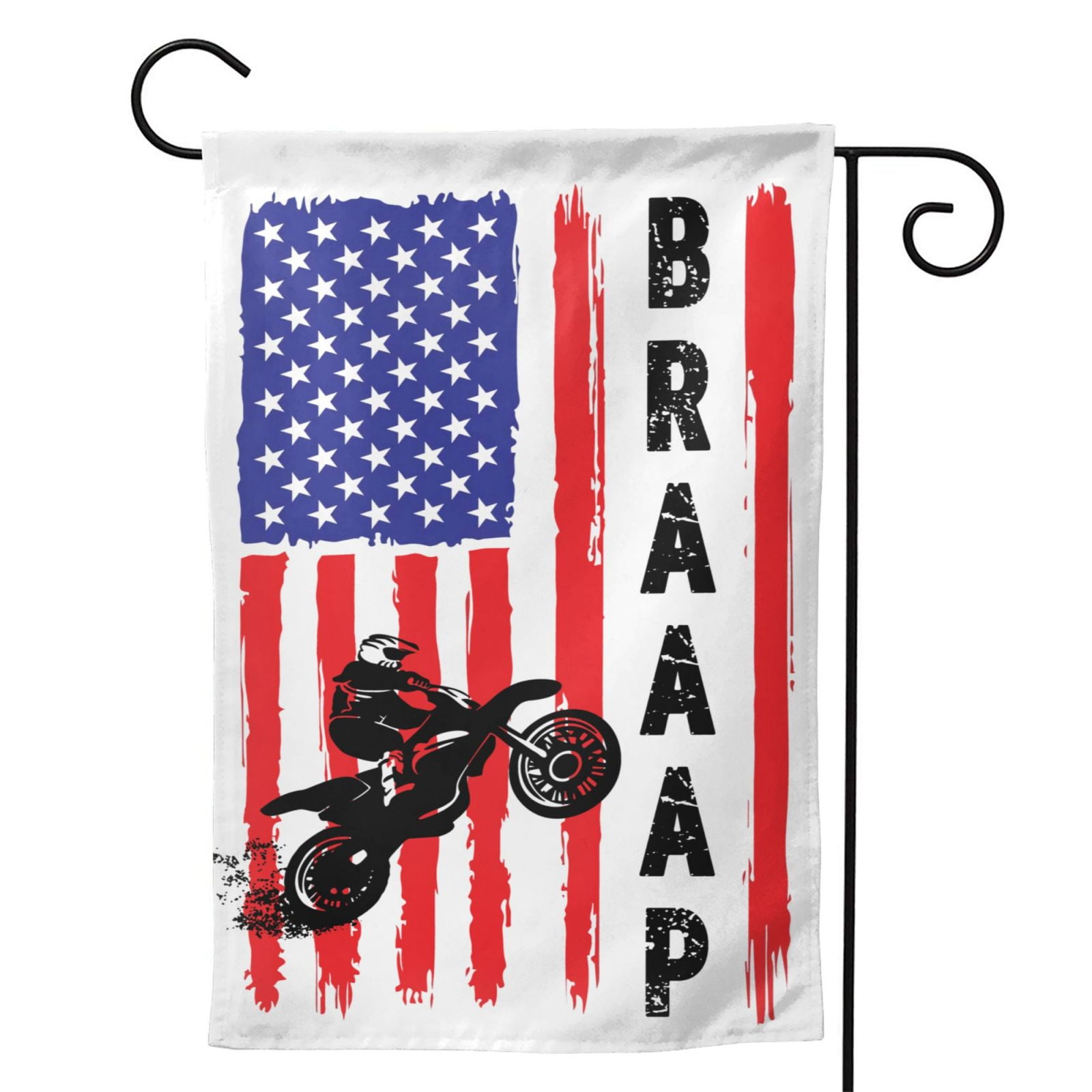 Braaap Motocross Dirt Bike American Flag Garden Flag 12.5"X18" Outdoor Indoor Garden Decor Porch ...