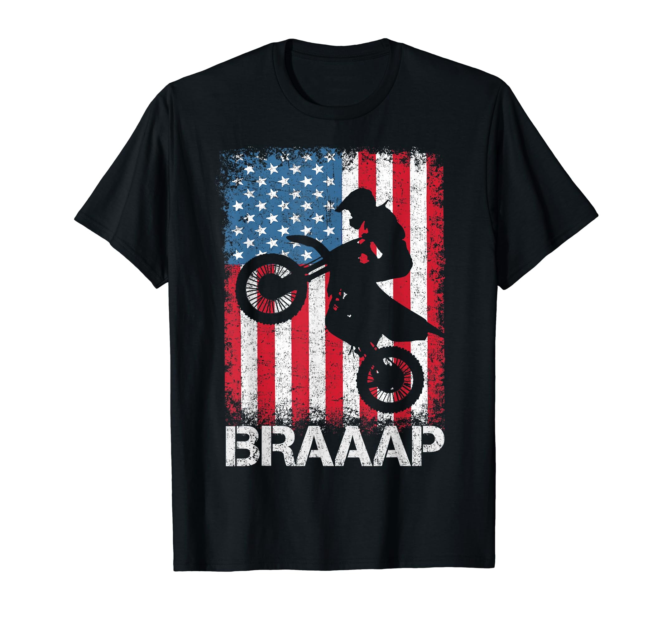 Braaap Vintage USA American Flag Tee Motocross Dirt Bike Vintage ...