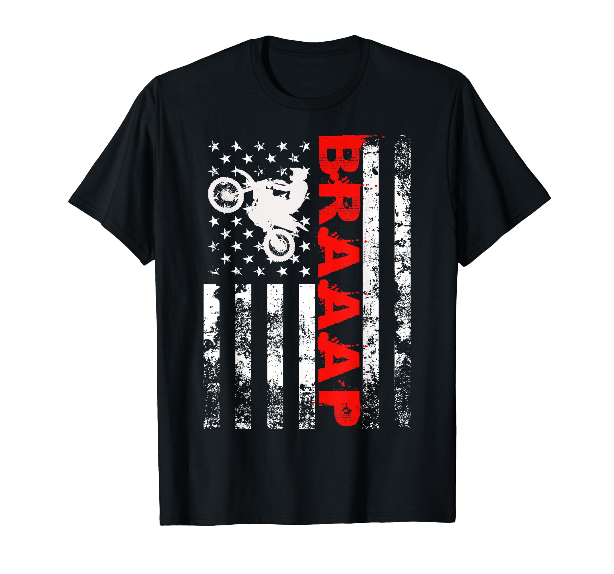 Braaap Vintage USA American Flag Tee Short Sleeve T-Shirt Black Tee ...