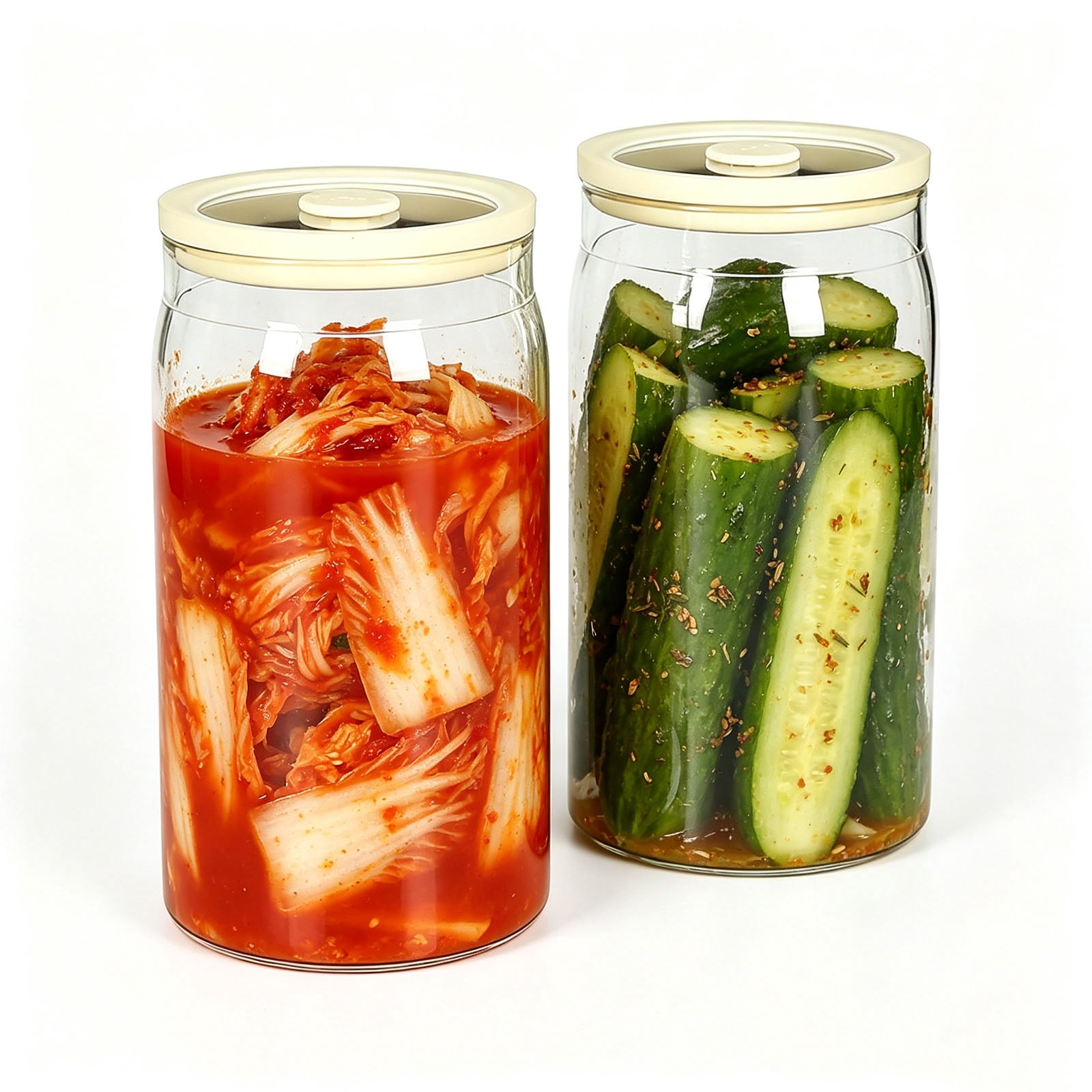Brabtod 2-Pack Airtight Glass Storage Canisters, Food-Grade ...