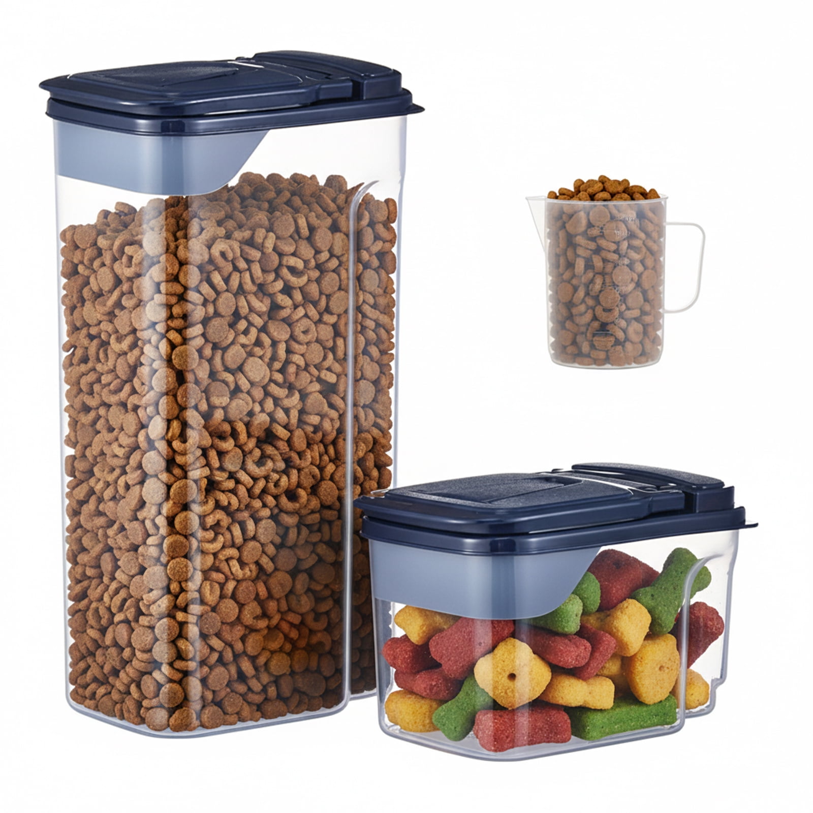 Brabtod 2-Piece Airtight Pet Food Storage Containers with Measuring Cup ...