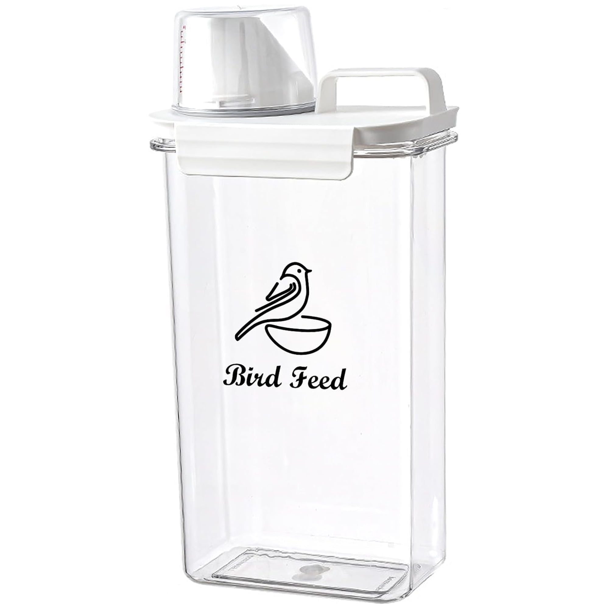 Brabtod Bird Seed Storage Container Airtight 2-3 Lbs Clear Plastic Bird ...