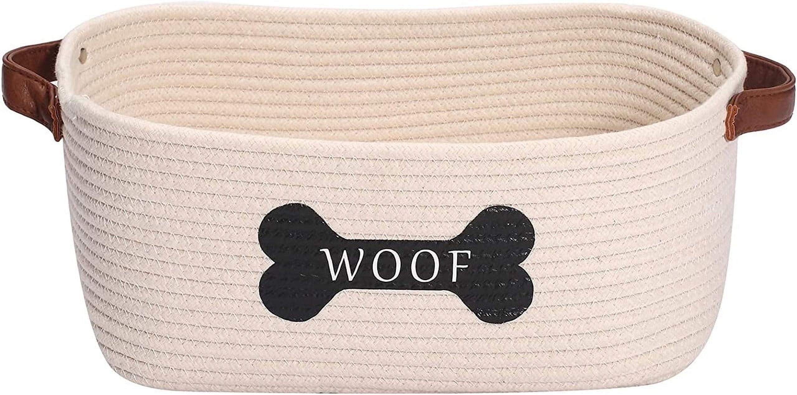 Brabtod Cotton Rope Dog Toy Basket with Handle, Large Dog bin, Puppy ...