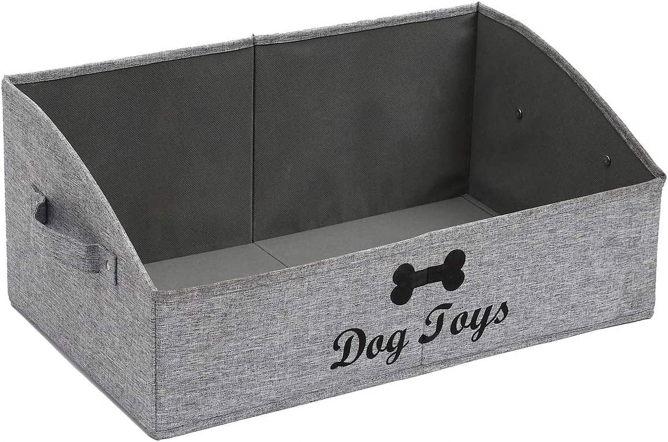 Brabtod Dog Toy Basket and Box, 20"L x 11"W x 8"H, Linen-Cotton Blend ...