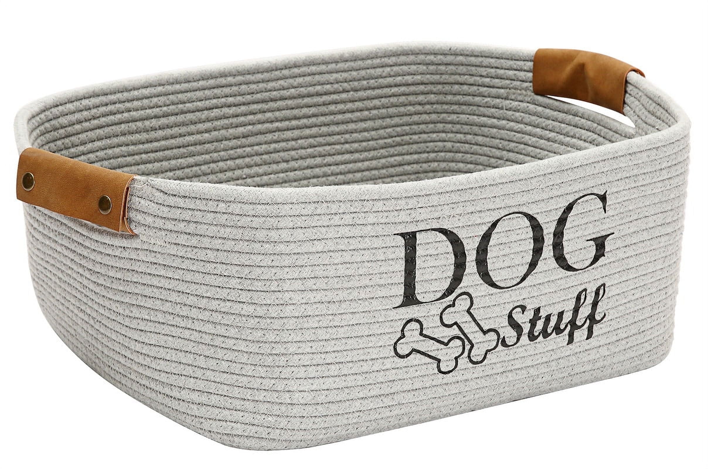 Brabtod Dog Toy Basket Storage Cotton Rope Storage Basket Pet Toy ...