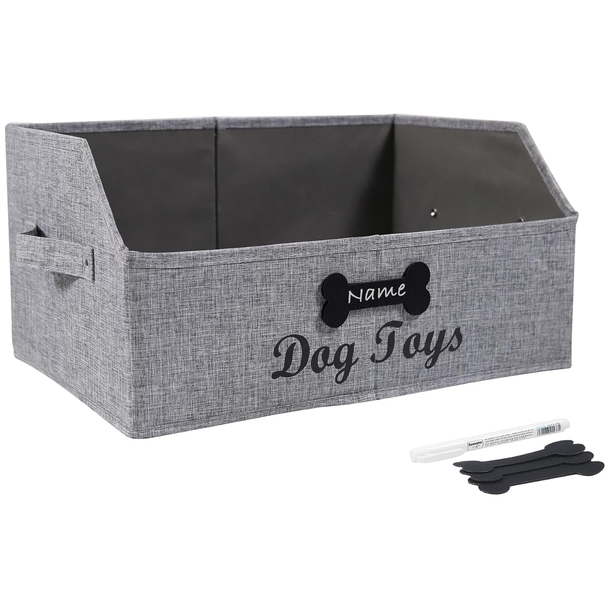 Brabtod Large Dog Toy Basket,Collapsible Dog Toy Bin, Trapezoid Dog Toy ...