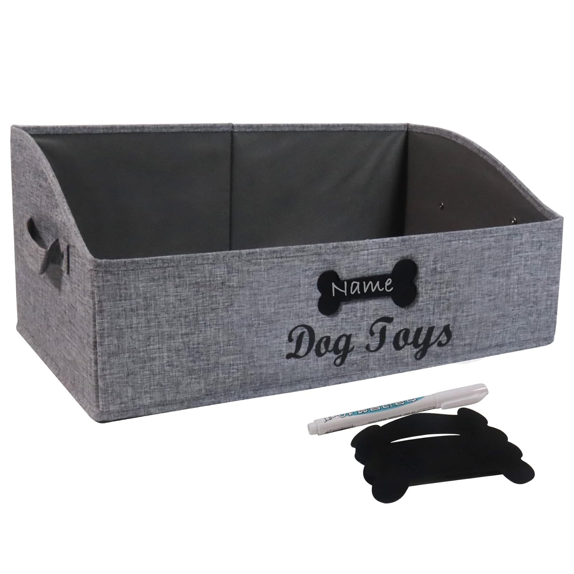 Brabtod Personalizable Large Dog Toy Bin, Dog Toy Basket Storage with ...