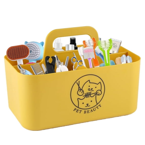 Brabtod Pet Grooming Supply Caddy, Divided Organizer with Handle for ...
