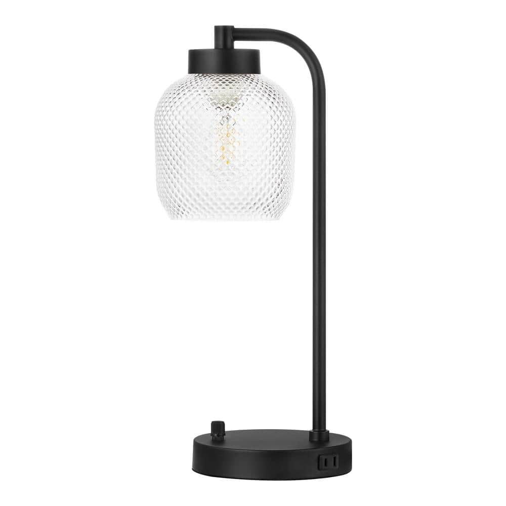 Brace 17.75 in. Black Modern Task and Reading Desk Lamp with AC Outlet ...