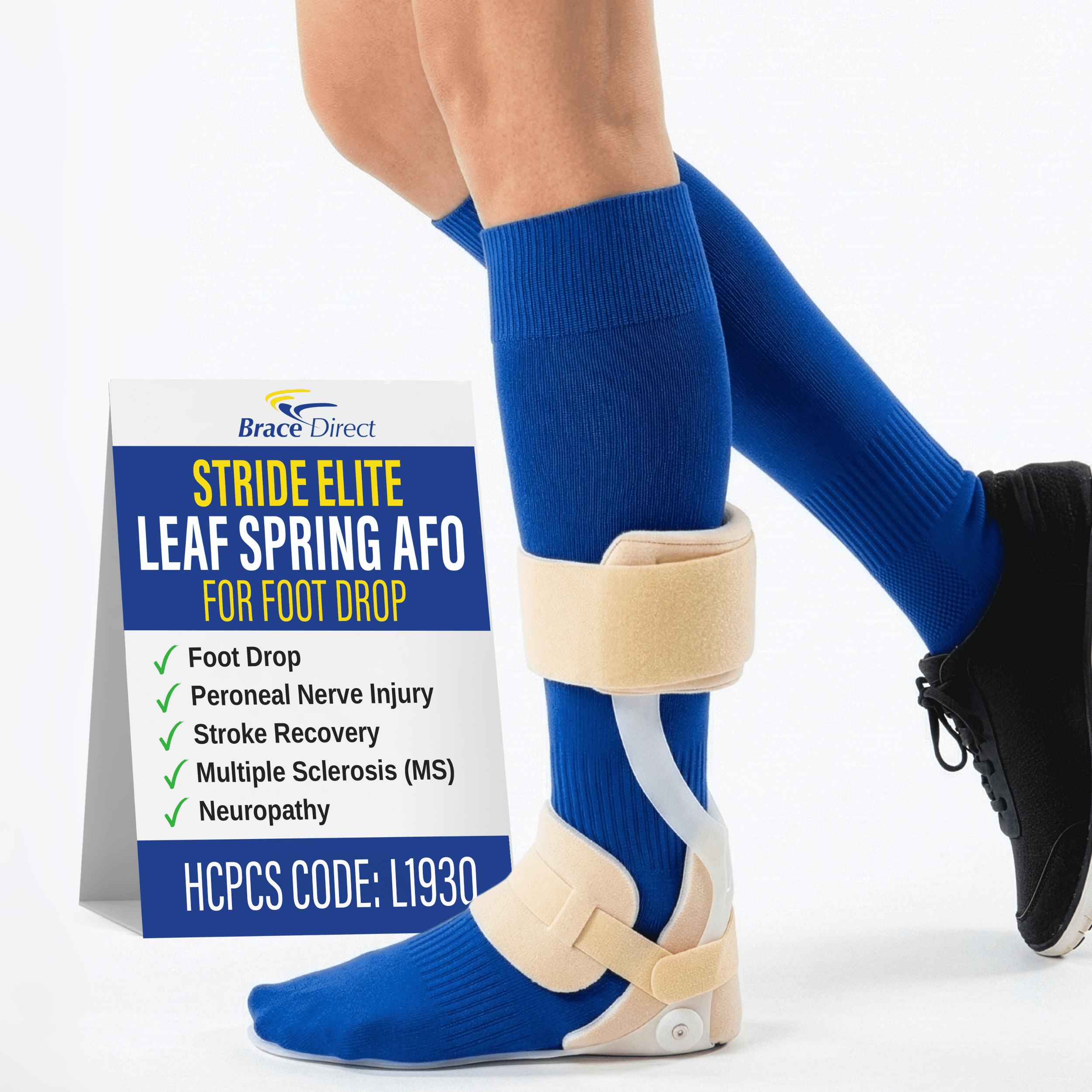 Brace Direct StrideElite Leaf Spring AFO – Lightweight Foot Drop Brace ...