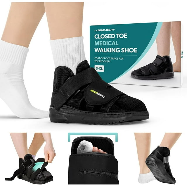 BraceAbility Closed Toe Medical Walking Shoe - Lightweight Broken Toe ...