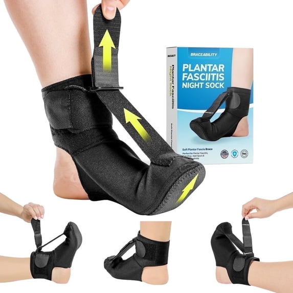 BraceAbility Plantar Fasciitis Night Splint Sock, Dorsiflexion Support ...