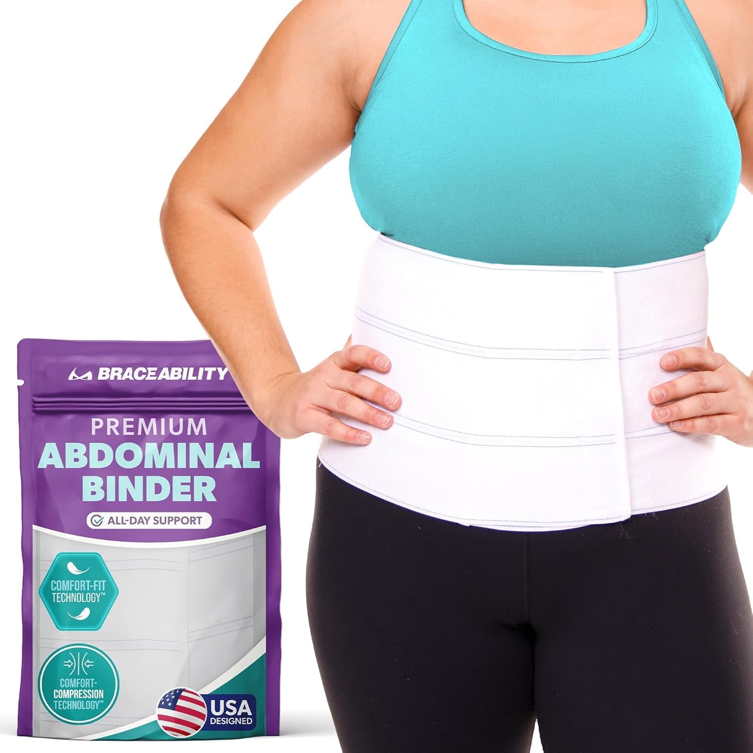 BraceAbility Plus Size Medical Abdominal Stomach Binder – Postpartum ...