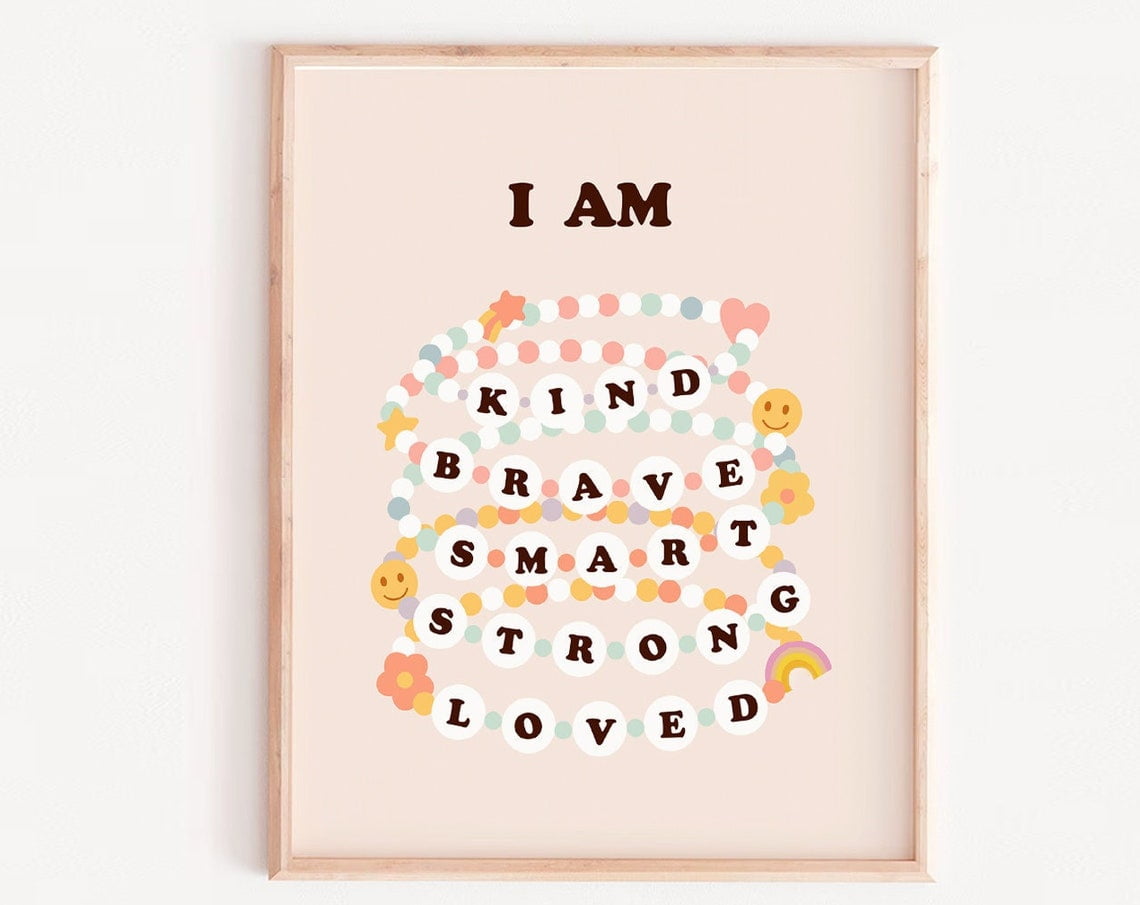 Bracelet Affirmations Wall Art, Affirmations For Girls, I Am Kind Brave ...