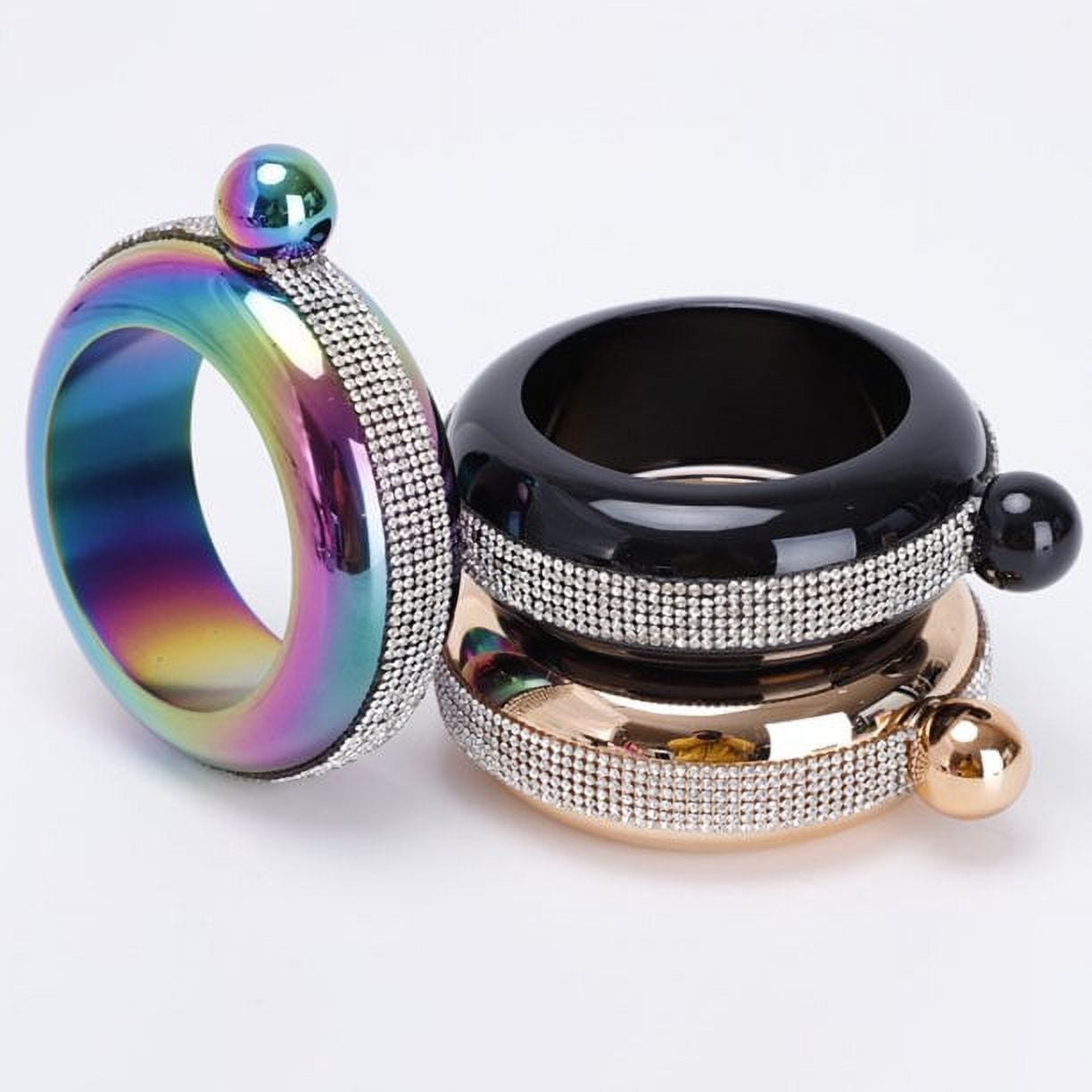 Bracelet Flask for Women，Handmade Crystal Lid Flask Funnel，Stainless ...