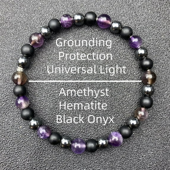 Bracelet For Men Women Stretch Bead Bracelet With Amethyst Ore Handmade ...