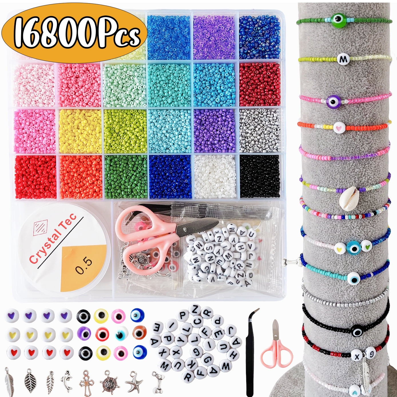 Bracelet Making Kit 2MM Beads for Jewelry Making including Letter Beads ...