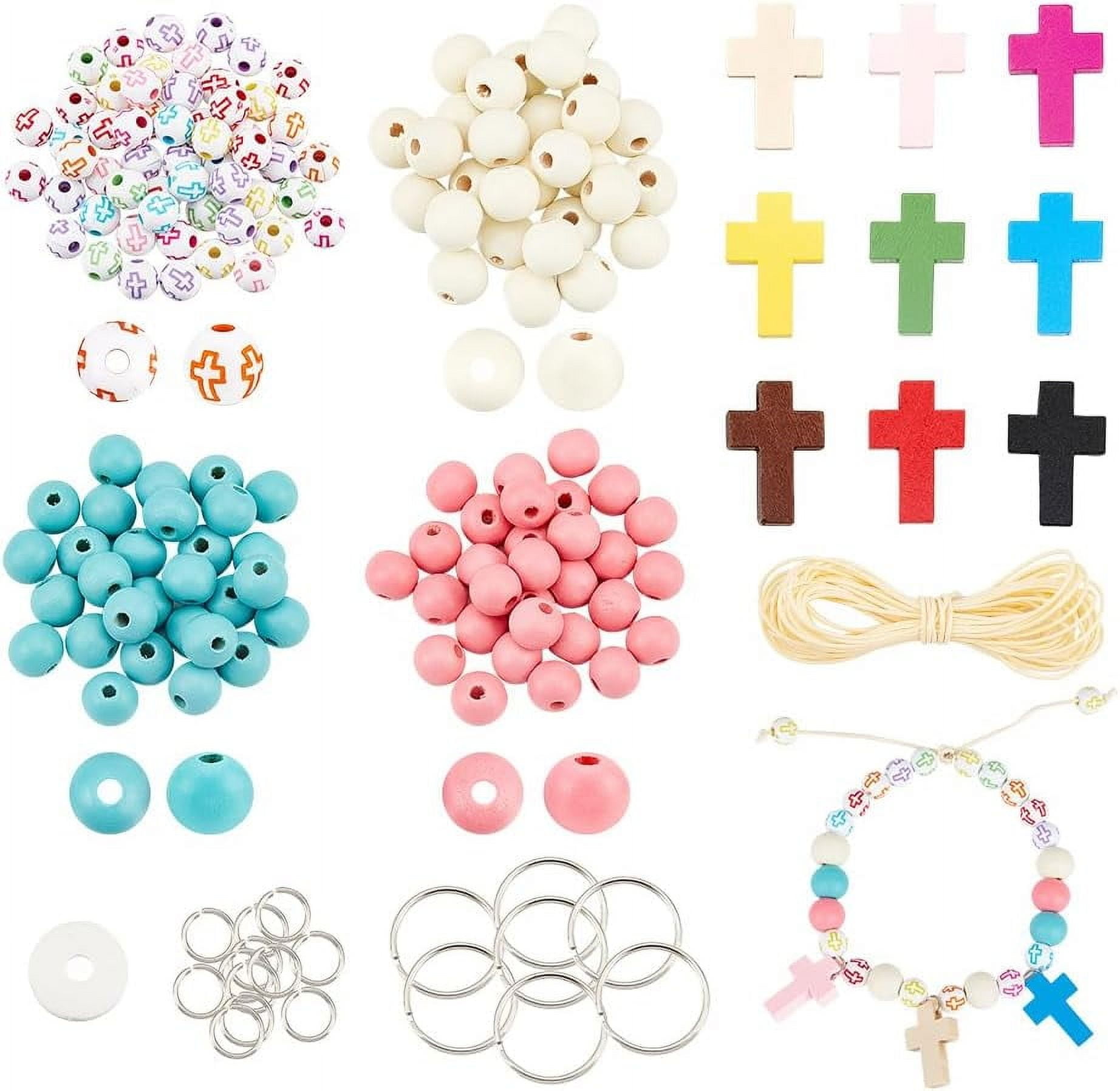 Bracelet Making Kit Cross Round Beads kit Party Favors Holy Charms ...