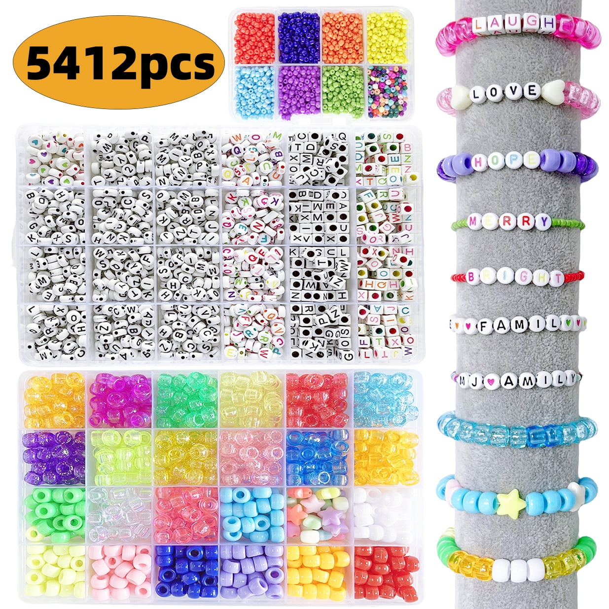 Walmart Bracelet Making Kit, Rainbow Beads Set, DIY Jewelry Maker for ...