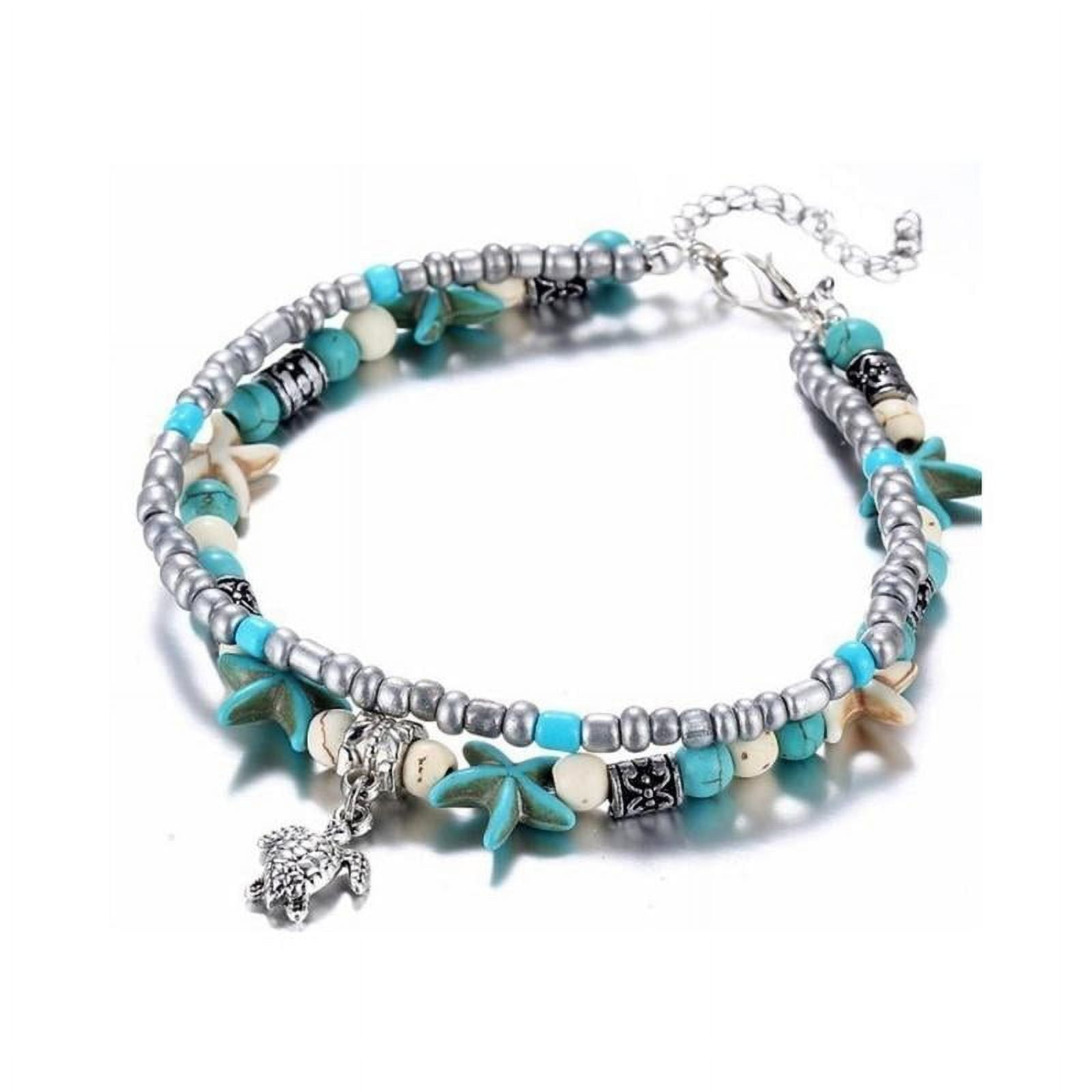 Bracelet Starfish Turquoise Beads Sea Turtle Anklet Beach Sandal Ankle ...
