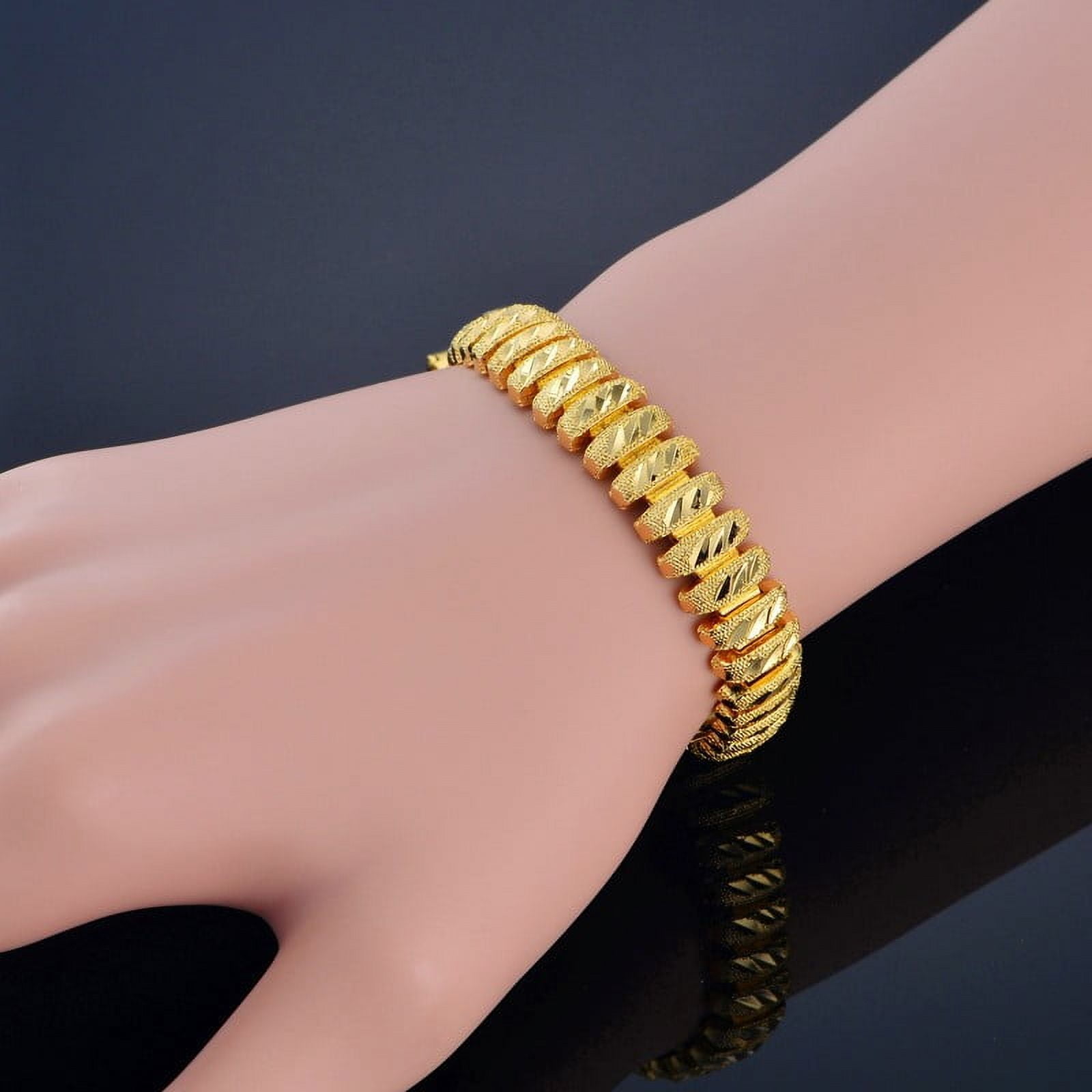 Bracelet Women Jewelry 14K Yellow Gold Braslet Female 18cm Gold Color ...