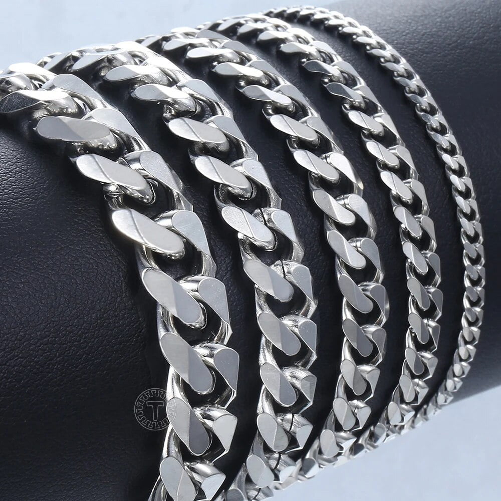 Bracelet for Men Women Curb Cuban Link Chain Stainless Steel Mens ...