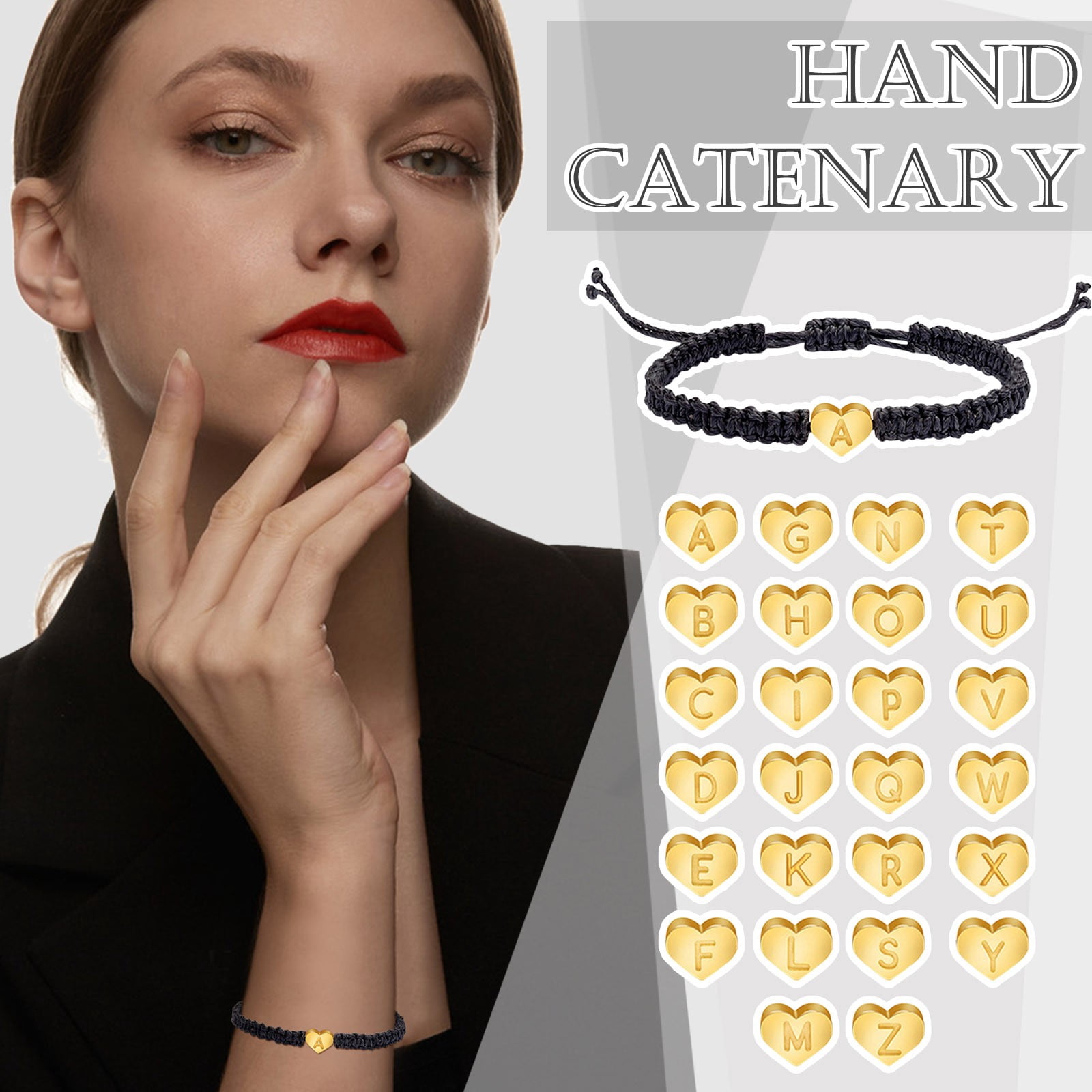 Bracelets 2 Crafted 1 Gold Plated 26 Initial Woven Bracelet with Heart ...