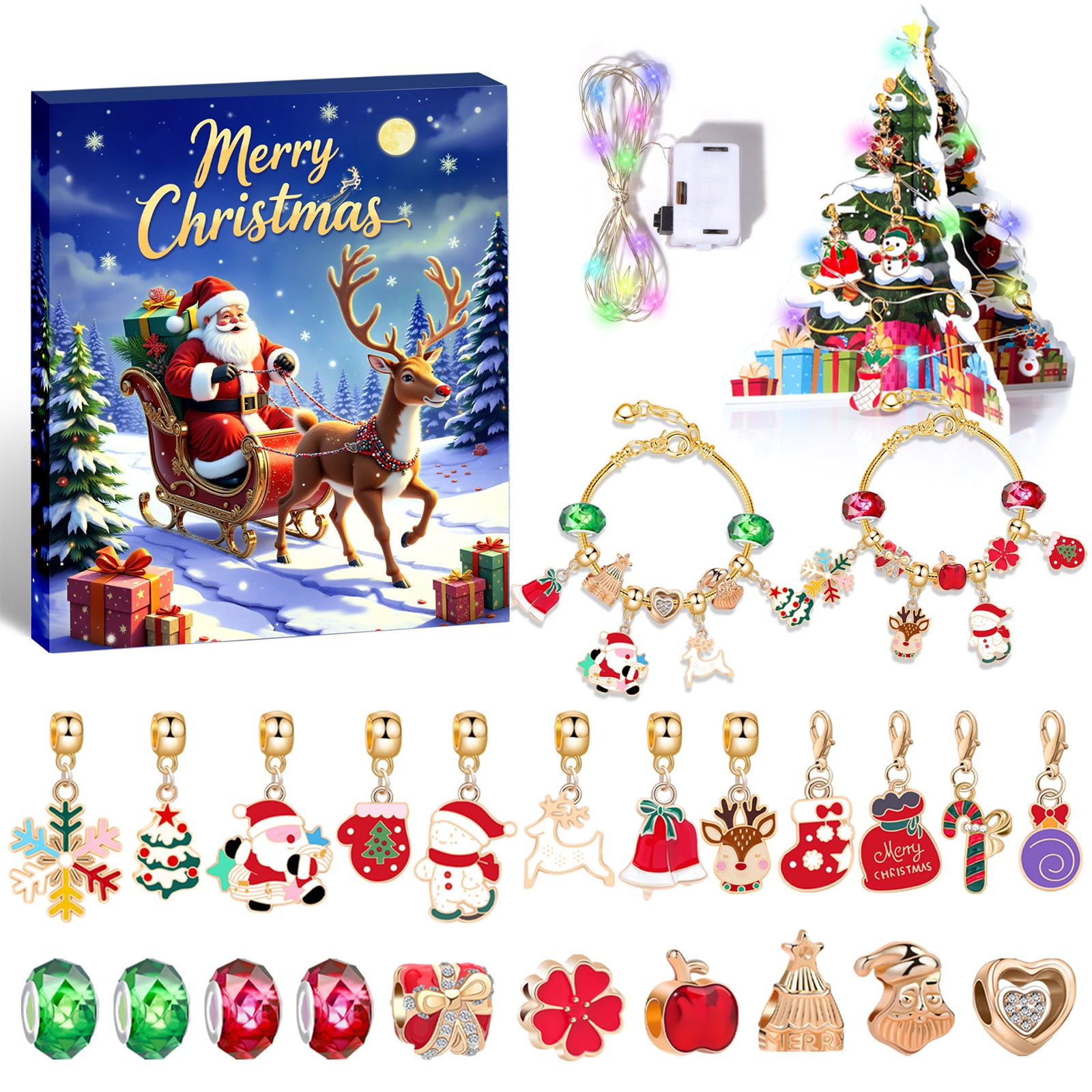 Bracelets Advent Calendar for 2025 Christmas, 24 Days Christmas ...