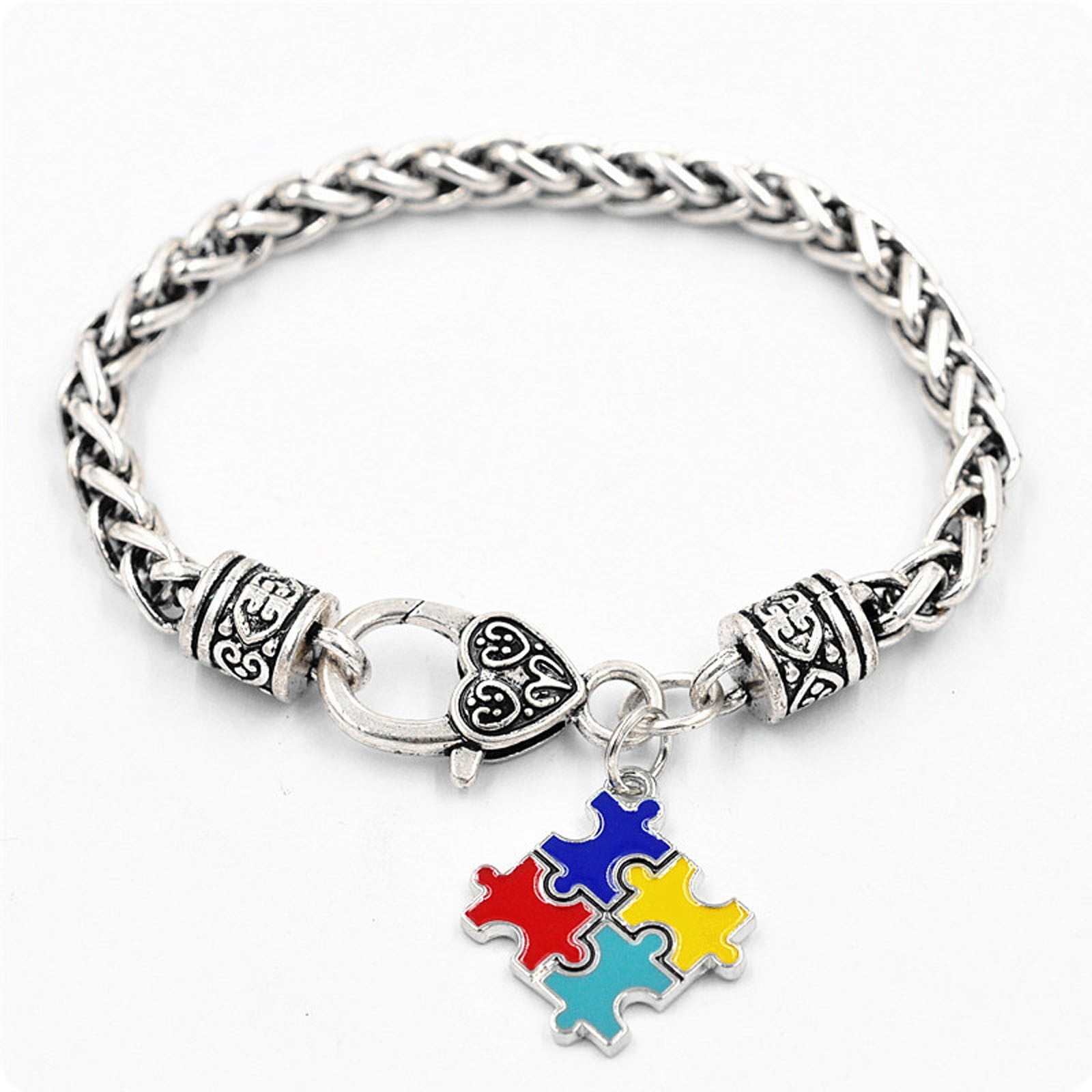 Bracelets Awareness Puzzle Enamel Charm Small Colorful Bracelet for ...