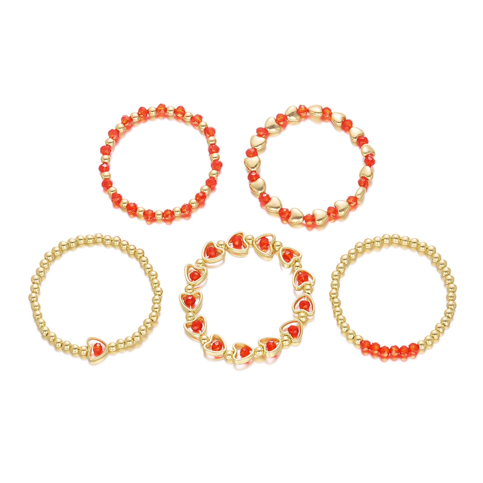 Bracelets for Women,Braceles Kit,5-Piece Valentine's Day Red Heart ...